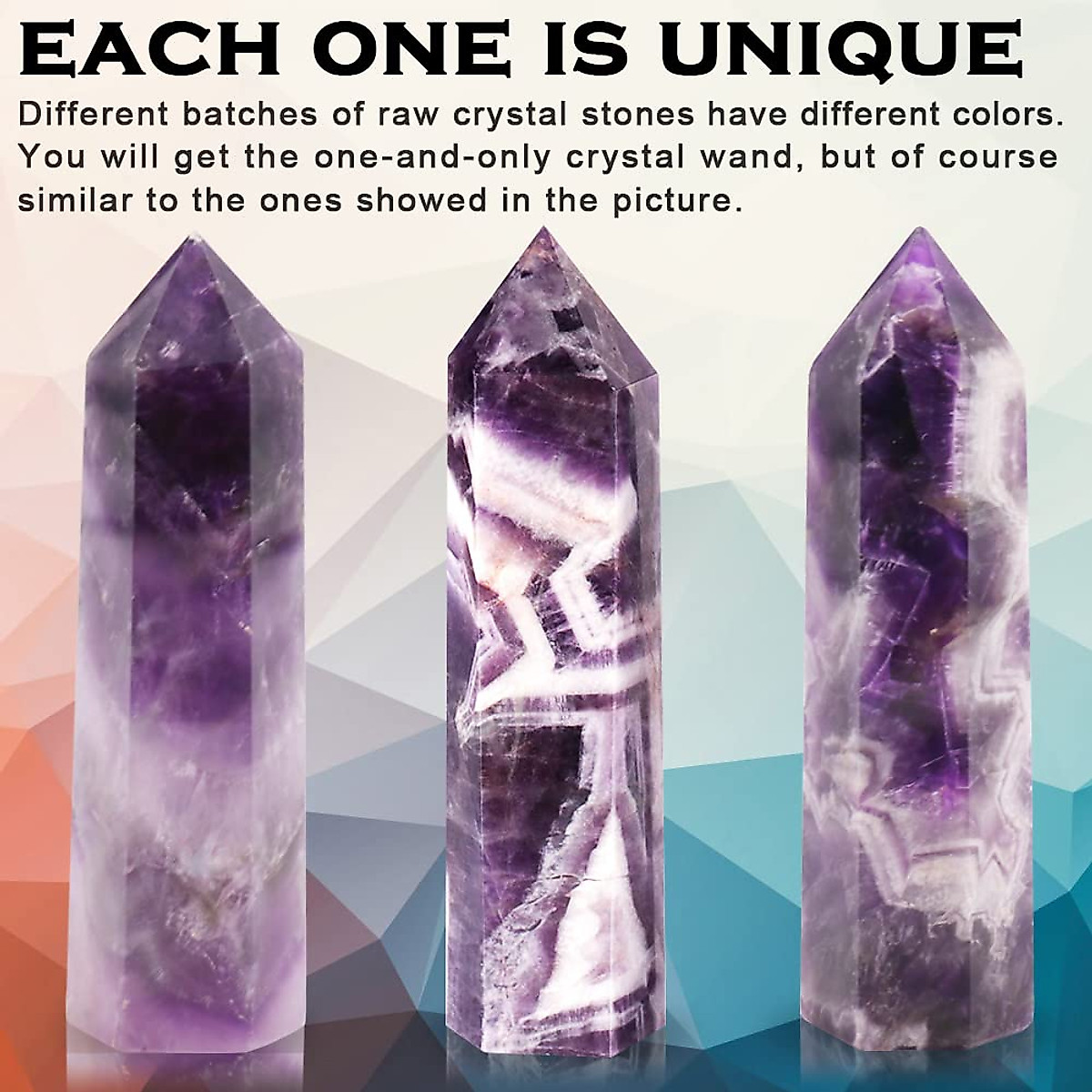 CASMON Amethyst Crystal Tower 3.2"-3.5" Healing Crystal Point Wand, Natural Large 6 Faceted Prism Natural Lepidolite Crystal Wand with Gift Box for Reiki, Chakra, Meditation, Collection, Home Décor
