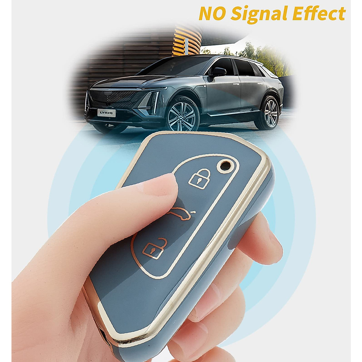 Aideco TPU Key fob Cover Compatible with Hyundai Genesis GV80 GV90 G70 G80 G90 GV70 Accessories Smart 6 Buttons Keychains (Blue)