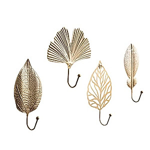 FONSMAY 4 Pcs Towel Hooks Leaf Shaped Hook Purse Coat Rack Key Hanger Home Wall Hanging Decoration Supplies