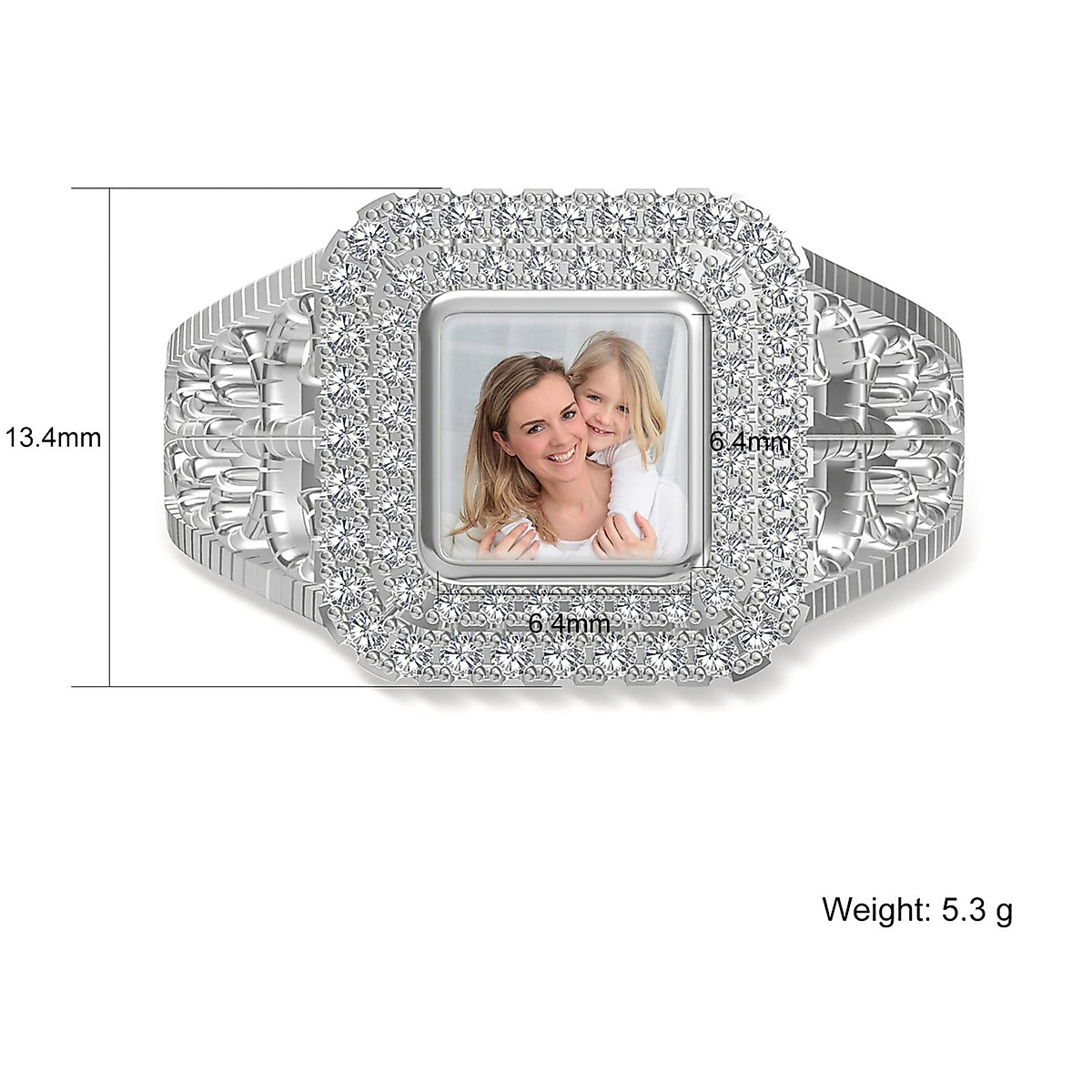 YOOURNEONS Personalized Rings with Pictures &Texts Custom 925 Sterling Silver Photo Ring Engraving Signet Rings for Women Memory Jewelry Gift for Mom Grandma Friend (Rose gold)