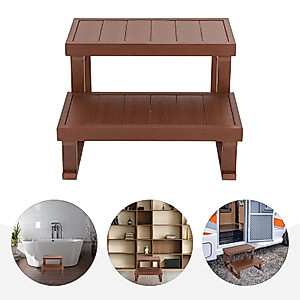 LIYUANJUN Hot Tub Steps, Spa Ladder with Allen Key for Any Hot Tub Shape and Size(3.28FT High) Outdoor Universal Pool Support Steps Large Non Slip Treads 23.62 * 21.46 * 15.75Inch (Brown)