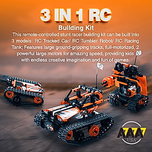 Remote Control Monster Truck DIY Building Set – RC Toy for Kids Science Learning, DIY Educational Gift Set for Age 6 7 8 9 10 11 12+ Boys & Girls, 3 in 1 Variable Stunt Modes - 392 Pcs Set