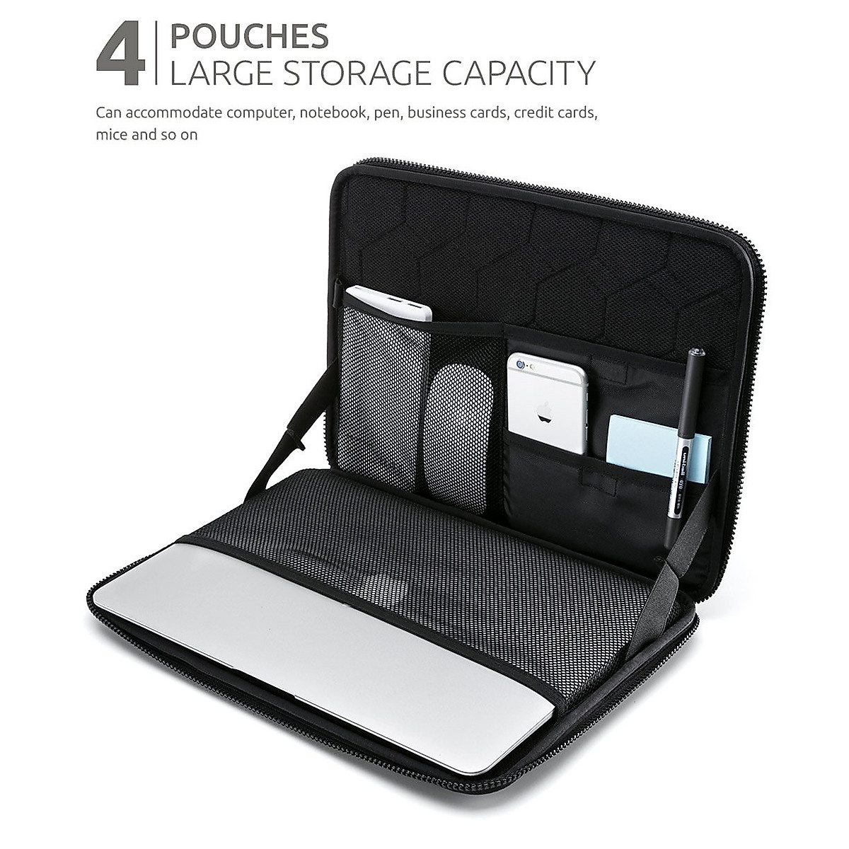 Protective Laptop Case: 13 - 13.3 Inch Computer Carrying Sleeve for 2018 New MacBook Air, Pro, Microsoft Surface or Chromebook - Padded, Waterproof and Shockproof Hard Lap Top Cover Cases – Black