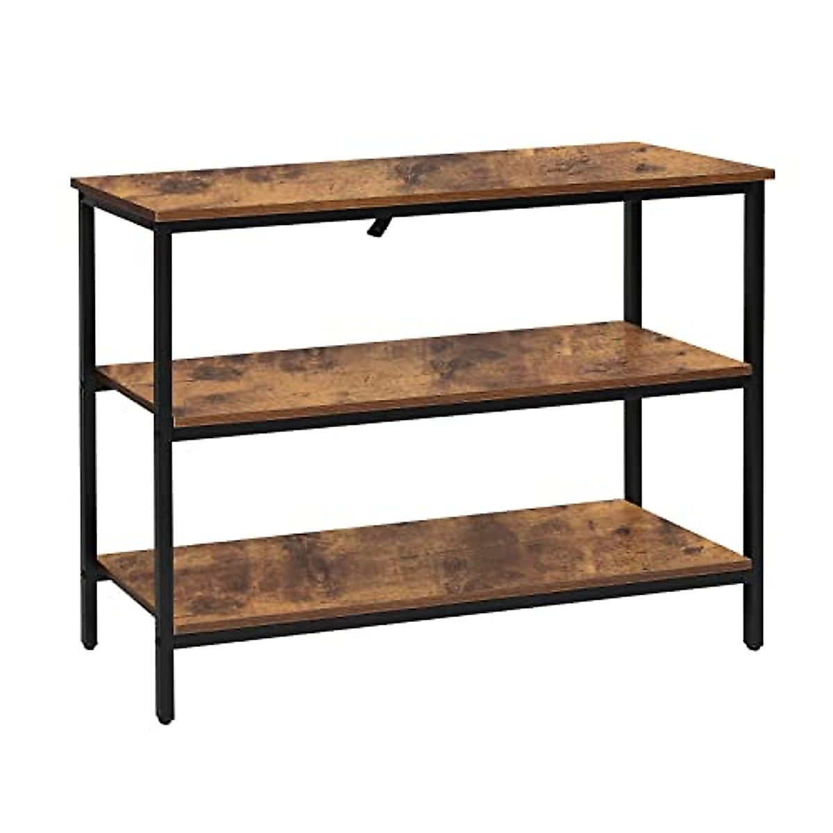 WEENFON Narrow Console Table, 39.4”Long Sofa Table, 3 Tier Entryway Table, Living Room Tables,Rustic Entrance Table for Hallway, Corridor,Kitchen, stairwell,Steel Frame, Rustic Brown