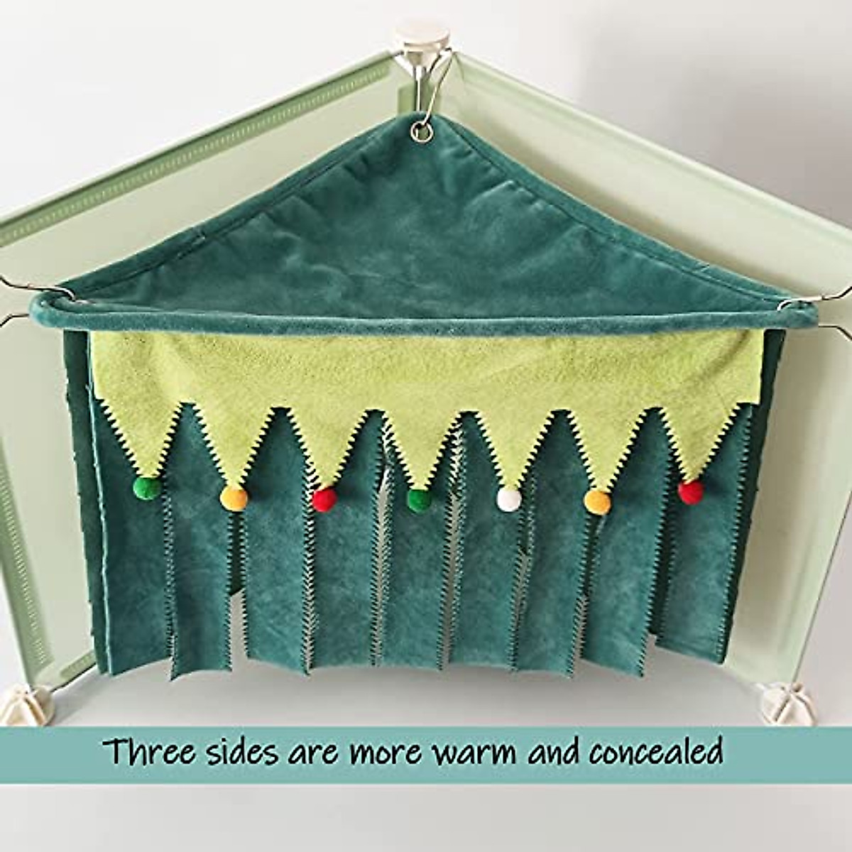 JCOLUSHI Three Sides Guinea Pig Hideout Forest Green Rabbit Crystal Velvet Rat Cage Accessories Small Animal Corner for Pigs Ferrets Chinchillas Hedgehogs Hamster Dwarf Rabbits