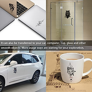 20 Sheets Large Owl Temporary Tattoos for Men Women, Realistic Owl Temporary Tattoo Stickers for Adults 3D Fake Wolf Lion Dragon Totem Animals Tatoos