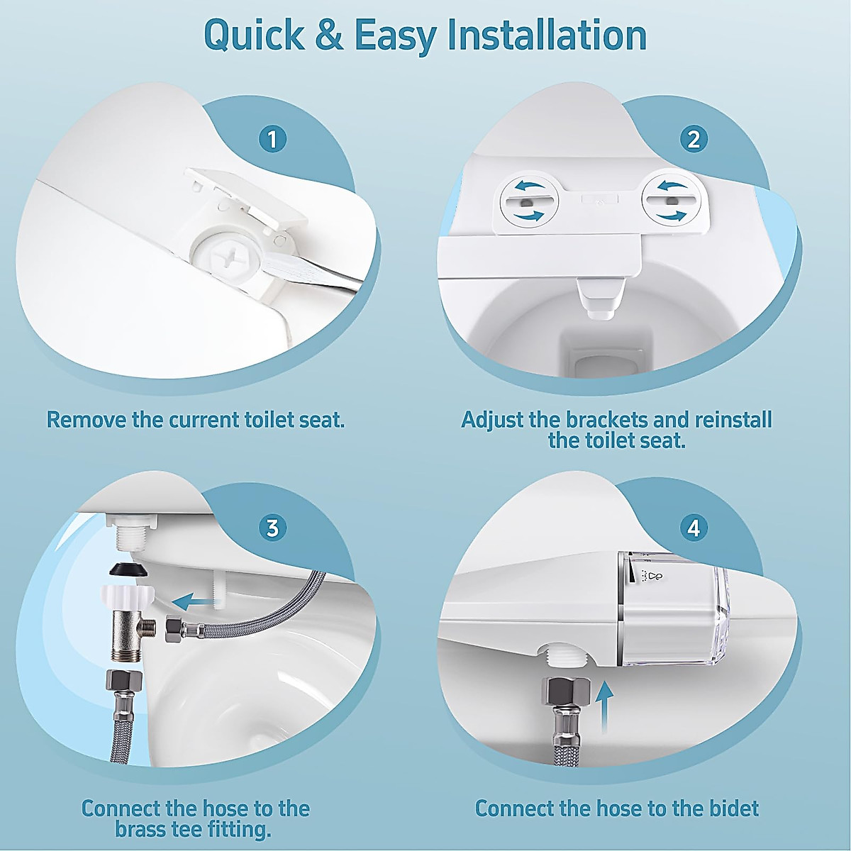 Shineforu Ultra-Slim Bidet Dual Mode Bidet Attachment for Toilet, Bidet Toilet Seat Attachment with Pressure Controls(Feminine/Posterior Wash),Easy to install Design Non-Electric Bidet