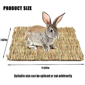 Hamiledyi 18 Pack Bunny Grass Woven Bed Mat Natural Straw Hay Mats Rabbit Handmade Bedding Sleeping Grinding Nesting and Chewing Toy for Guinea Pig Hamster Chinchilla Squirrel Hedgehog