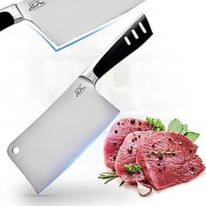 Lux Decor Collection Meat Cleaver - 7 Inch Sharp Butcher Knife | High Carbon Stainless Steel Meat Chopper | Kitchen Cleaver Knife for Home Kitchen & Restaurant| Meat Cleaver Knife Heavy Duty
