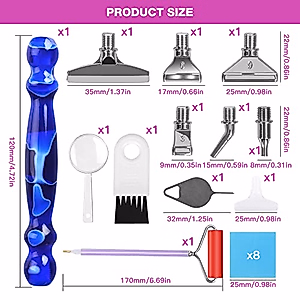 Baiyigs 21Pcs Diamond Pen Painting Accessories Tools Kits for DIY Art&Craft, Stainless Steel Metal Anti-Fall Tip with Ergonomic Resin Diamond Art Pen for 5D Diamond Paint Bead Dot, Embroidery Decor