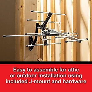 UltraPro Outdoor HD Digital TV Antenna, Long Range Smart TV Antenna, Supports 4K 1080P HD Smart TV VHF UHF, J Mount Included for Attic or Outdoor, Weather Resistant, 65000