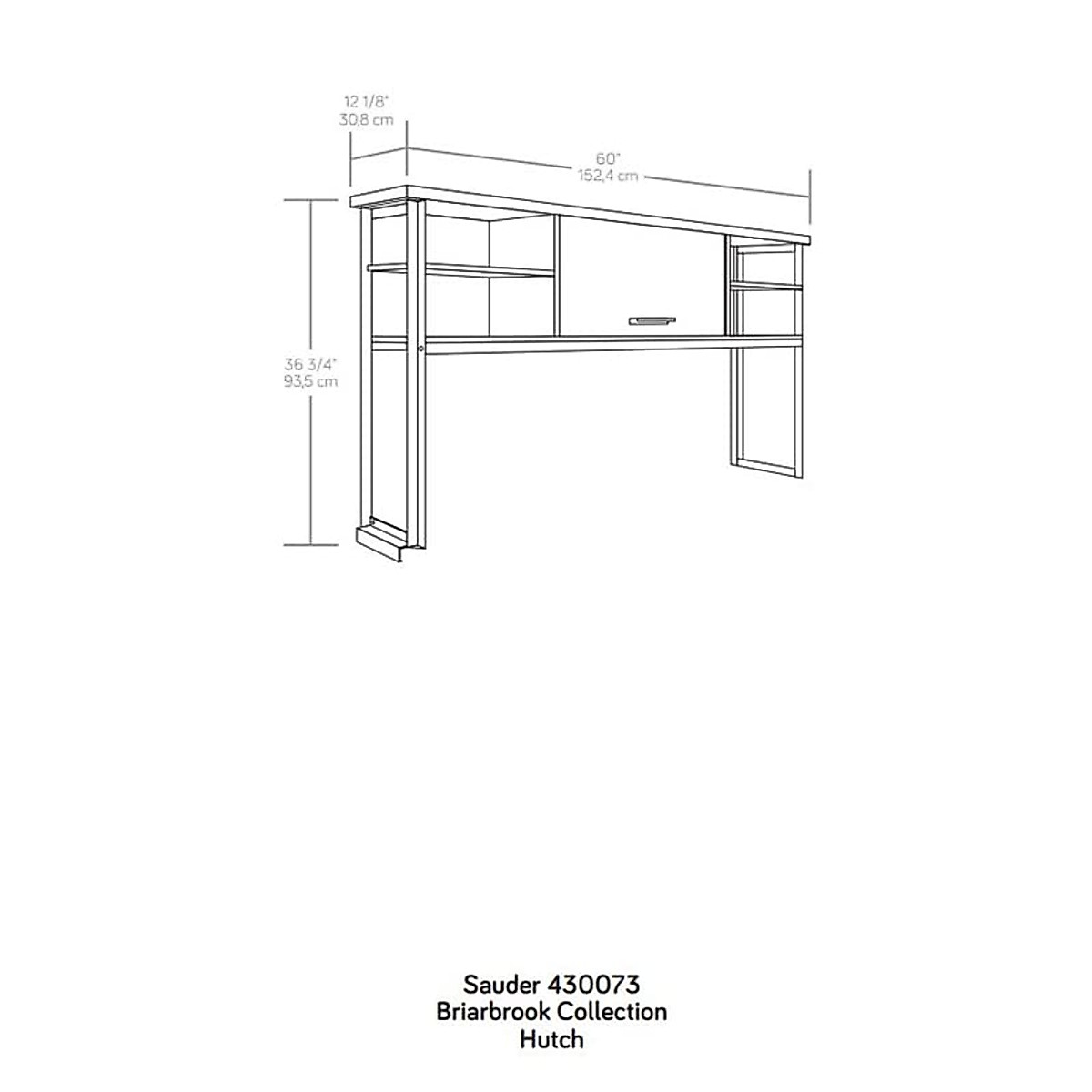 Sauder Briarbrook Engineered Wood and Metal Hutch in Barrel Oak