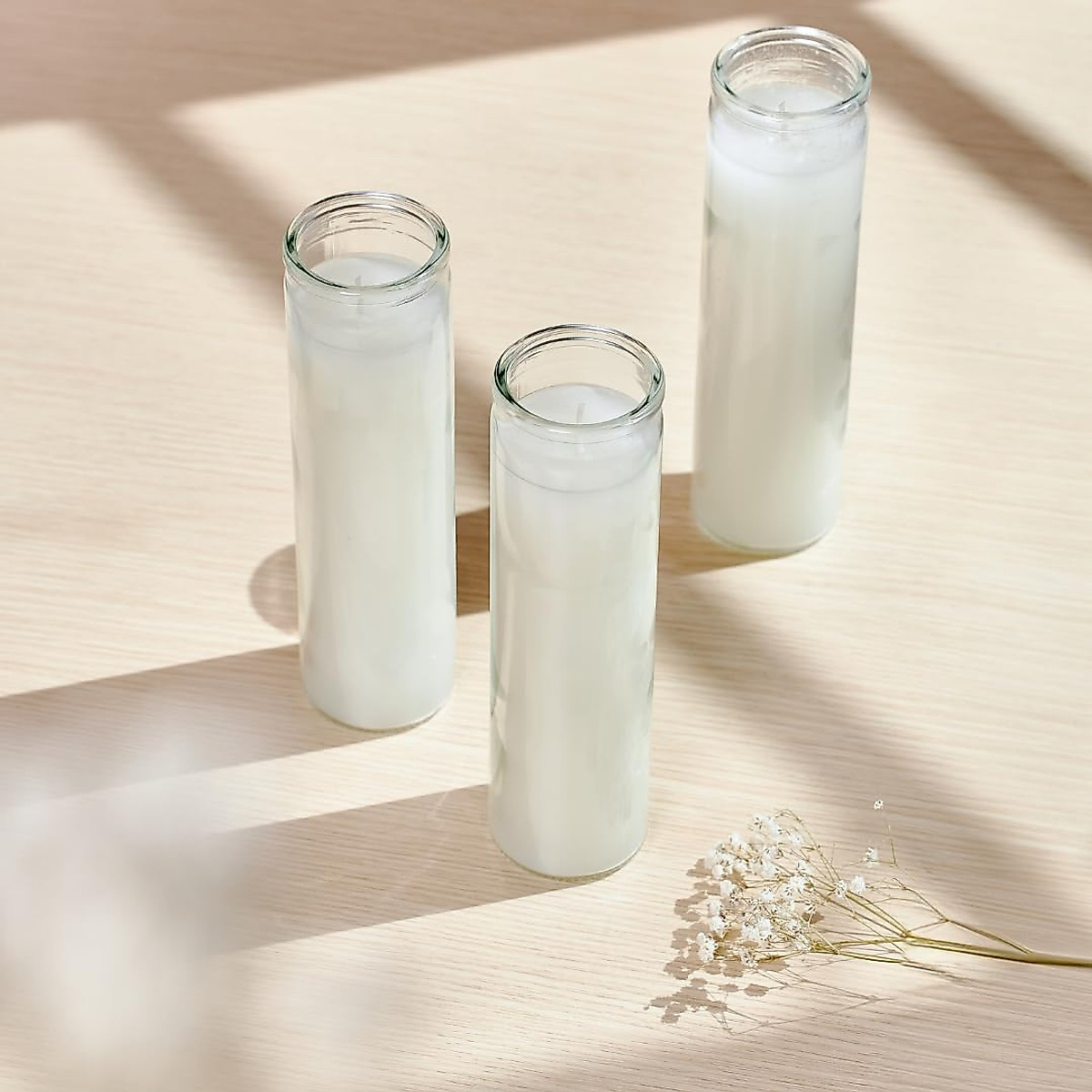 Simply Soson 2x8 inch Ivory Devotional Candles in Glass Jar - 3 Pack - 90 Hours – Prayer Candle - Tall Pillar Candles for Religious, Memorials, Party Decor