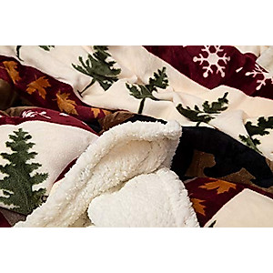 Carstens Soft Sherpa Plush Throw Blanket, Tall Pine Collection