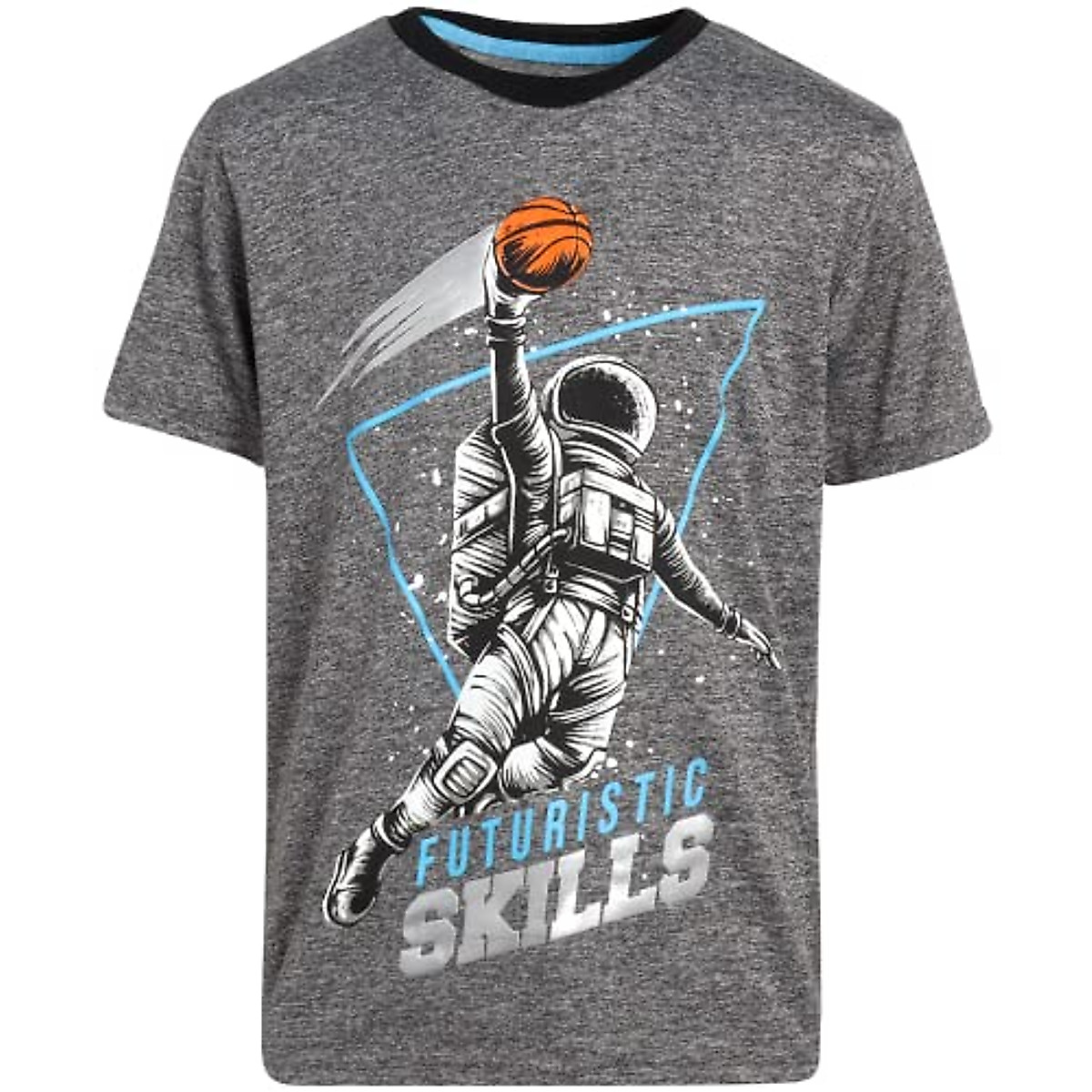 Pro Athlete Boys’ Active Shorts Set – 3 Piece Dry Fit T-Shirt, Tank Top, and Basketball Shorts (8-16), Size 14/16, Heather Grey/Future Skills