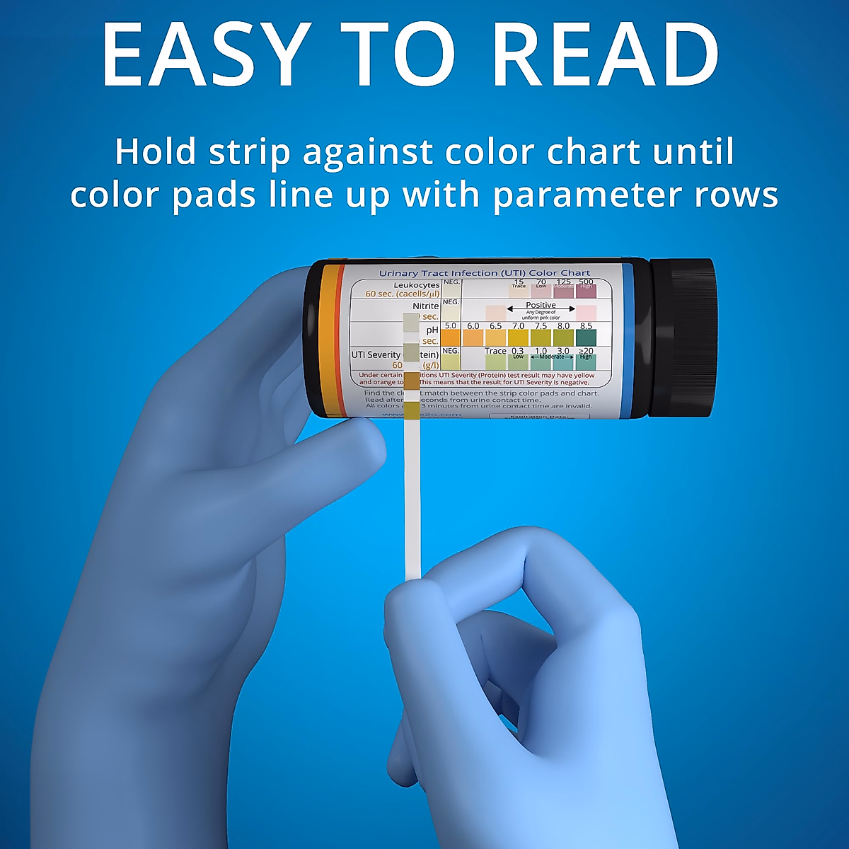 4-in-1 Full Panel UTI Test Strips for Women, Men & Kids with UTI Severity (Protein), Urinalysis Urine Test Strips for Bladder and Urinary Tract Infections at Home (50 Strips)