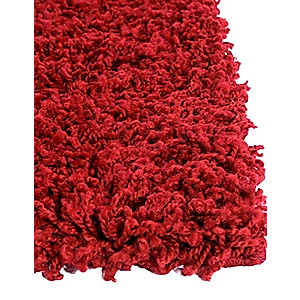 Rugs.com - Über Cozy Solid Shag Collection Rug – 8' x 10' Cherry Red Shag Rug Perfect for Living Rooms, Large Dining Rooms, Open Floorplans