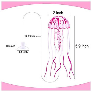 WishLotus 2 PCS Jellyfish Fish Tank Decorations, Simulation Jellyfish Plant Ornament, Fish Tank Jellyfish Glow Decorations, Fish Tank Decorations for Various Aquarium (S, Pink)