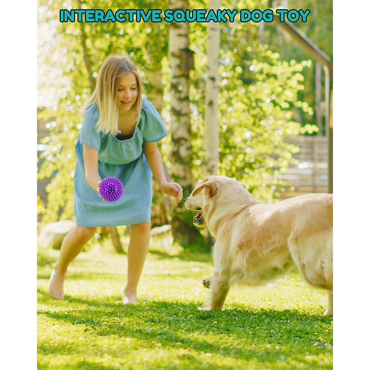 Pweituoet 3.5” Spike Dog Balls with Squeaky, Thicker and Durable, 2 Pack Dog Chew Toys Clean Teeth Training for Puppy Small Medium Large Dogs, Dog Ball Toys for Aggressive Chewers