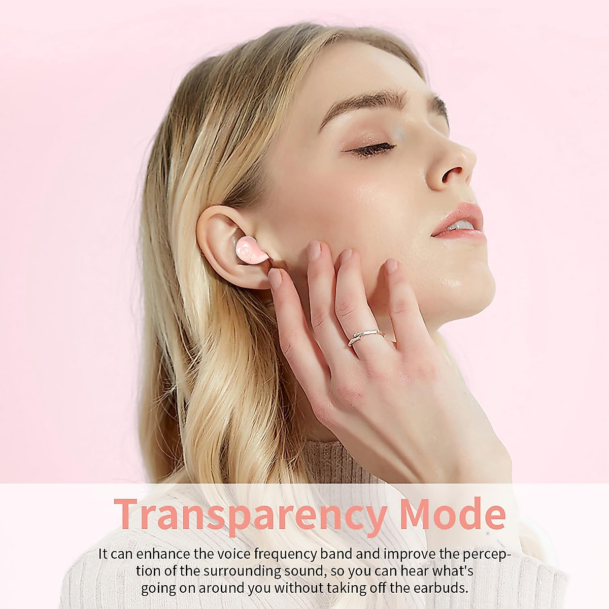 Togetface Kids Wireless Earbuds Bluetooth, Pink Cute Cat for Girls and School Classroom 5.0 with Microphone Small Ears Headphone Earphones Lightweight Premium Sound in-Ear Headset.