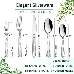 HaWare 40-Piece Heavy Duty Silverware Set, Stainless Steel Flatware Cutlery Set for 8, Fancy Tableware Eating Utensils for Home, Hotel, Restaurant, Include Dinner Knives Forks Spoons, Dishwasher Safe