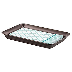 iDesign Metal Vanity Tray, Non-Slip Guest Towel Board for Cosmetics,Makeup,Jewelry,Keys,Bathroom,Kitchen,Office,Craft Room,Countertops,Closets Storage Organization, 6.5" x 10" x 1", Clear and Bronze