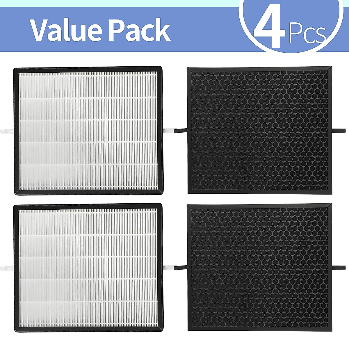 Gazeer True HEPA Filter Replacement Compatible with Levoit LV-PUR131 LV-PUR131-RF HEPA & Activated Carbon Filters, 2 Sets