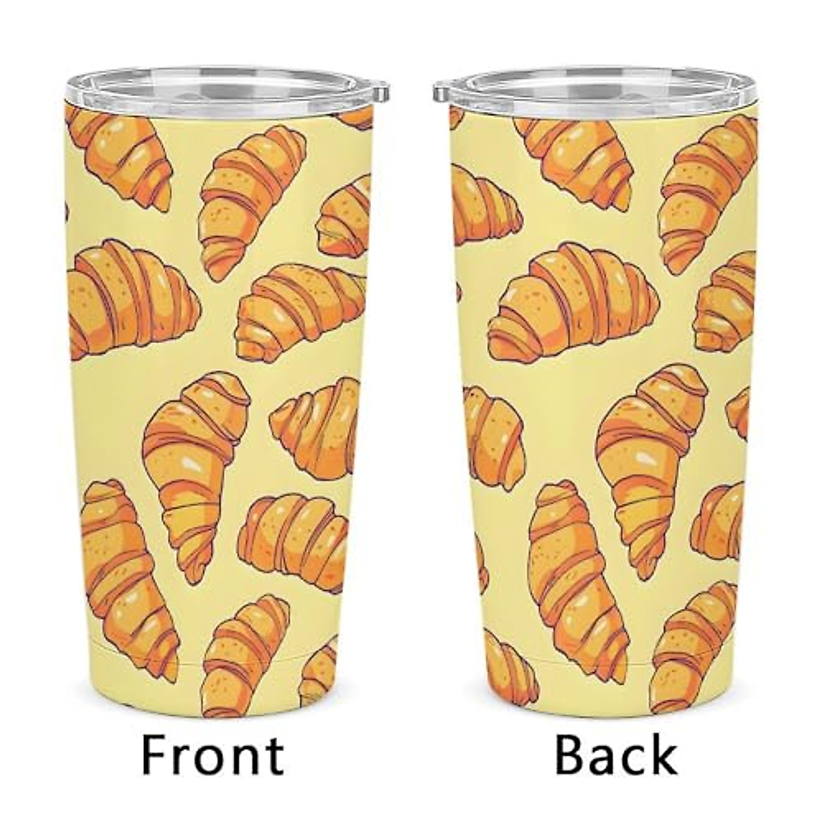 KIOWEIR Delicious Croissant Stainless Steel Tumbler 20oz With Lid And Straw, Insulated Tumblers Coffee Cup, Travel Mug for Ice Drink & Hot Beverage for Women Men Boys Girls