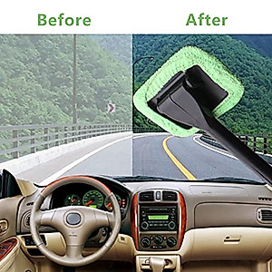 ASHONE Car Windshield Cleaner Brush kit Auto Windshield Glass Cleaning Tool with Detachable Handle Washable Reusable Cloth Pad