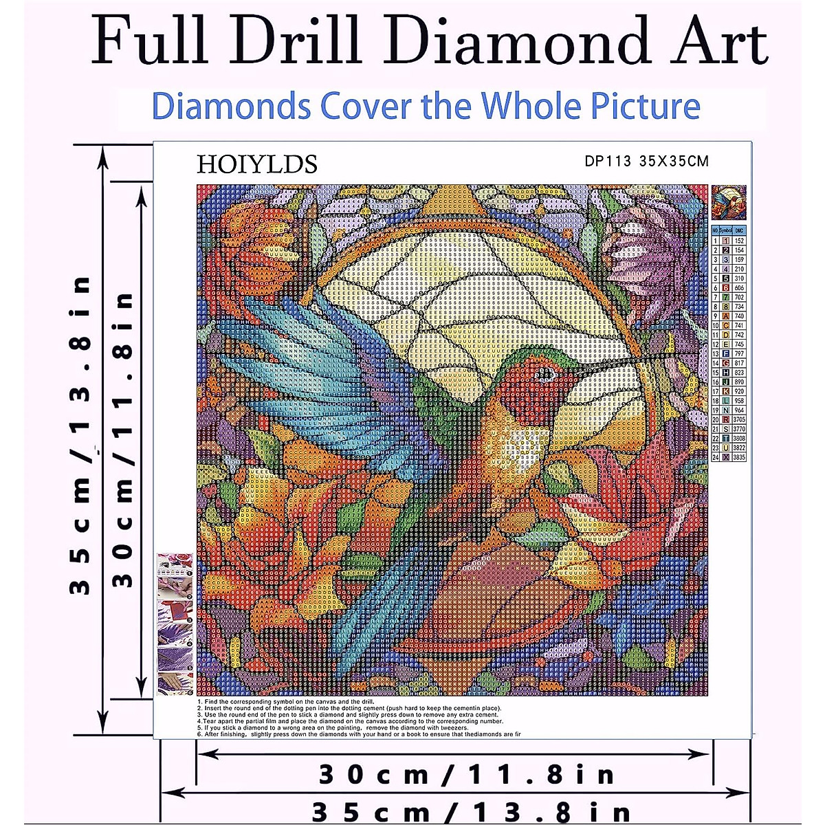 Hummingbird Diamond Painting Kits for Adults - Stained Glass Diamond Art Kits for Adults Beginner, DIY Full Drill Diamond Dots Paintings with Diamonds 5D Gem Art and Crafts Home Wall Decor 14x14inch