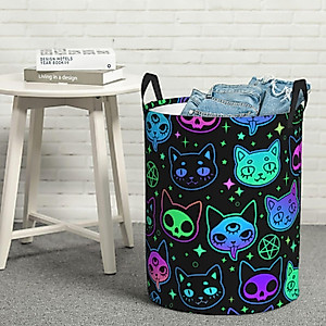 Glow-In-The-Dark Cat Freestanding Laundry Hamper Personalized Dirty Clothes Hamper Storage Basket For Bedroom,Bathroom,College Dorm Boys And Girls Cat Dog Pet Toy Storage