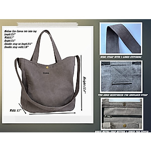 Canvas Tote Bag Casual Medium Crossbody bags for Women Hobo Shoulder Bag for Daily School Work Travel (Brown)