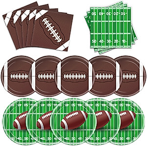 96 PCS Football Party Supplies Plates and Napkins Tableware Set Football Theme Party Decorations Including Paper Plates Napkins Cups for Football Birthday Party, 24 Guests