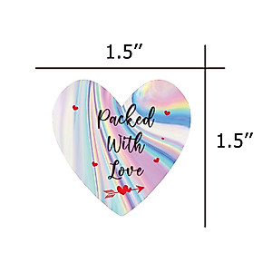 Happy Valentine's Day Stickers 1.5 inch Holographic Heart Stickers Wedding Favor Thank You Labels for Envelope Seals Business Package 500 pcs Per Roll Sealed Labels for Envelope Seals
