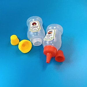 HYMAOME 4pcs Mini Condiment Squeeze Bottle Ketchup/Soy Sauce/Honey/Salad Dressing Container Portable Reusable Lunchbox Dispensers with Screw Cap,25ml