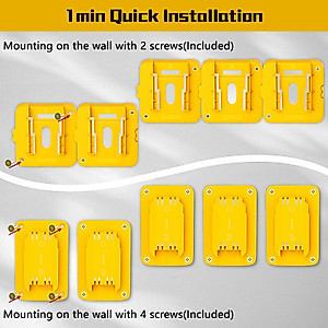 TAIRDA 10Packs Battery Holder Tool Holder, 5 Packs Battery Holder Wall Mount for Dewalt 20v Battery, 5 Packs Tool Holder Wall Mount for Dewalt 20v Tools