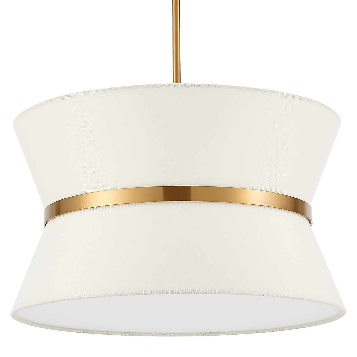 ELYCCUPA Modern Chandelier with Off-White Fabric Shade and Brass Finished Adjustable Pendant Light for Kitchen Island Living Room Bedroom Hallway, E26, Dia 18 Inch, UL Listed