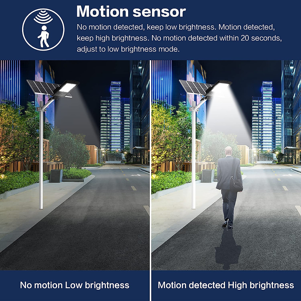 TENKOO LED Solar Street Light Outdoor - 20000LM 400W Motion Sensor Lamp Waterproof IP66 Security Powered for Dusk Dawn Court and Parking Lot Solares Flood Lights Commercial Streetlighteet