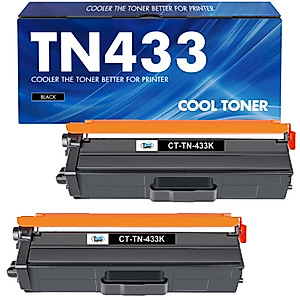 Cool Toner Compatible Toner Cartridge Replacement for Brother TN433BK TN433 TN431BK TN-433 Brother MFC-L8900Cdw HL-L8360Cdw HL-L8260Cdw HL-L8360Cdwt 8900Cdw 8360Cdw Printer (Black, 2-Pack)