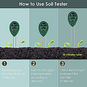 Cookmaster Soil PH Tester, Soil PH Meter, 3-in-1 Plant Moisture Meter, Light and PH Tester Kits, Soil Hygrometer Sensor for Gardening, Farming, Indoor and Outdoor Plants, Soil Test Kit for Garden
