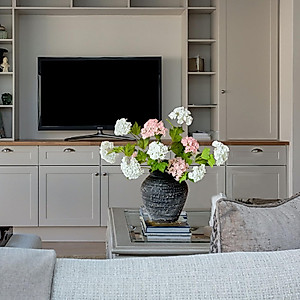 YalzoneMet 4 Pcs 26.8'' Viburnum Artificial Flower Snowball Lifelike Long Stem Real Touch White Small Hydrangea Latex Flower for Home Christmas Decoration Table Centerpieces Floral Arrangements