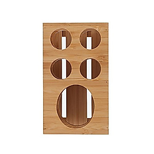 MobileVision Toothbrush and Toothpaste Holder Stand for Bathroom Vanity Storage, Bamboo, 5 Slots