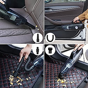 FCLUSLL 31PCS Car Interior Detailing Kit - Car Cleaning Kit with Portable Vacuum Cleaner, Tire Inflator, Mitt, Towels, Window Scraper, Detailing Brush, Storage Bag