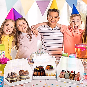 25 Pack Clear Gable Bakery Gift Boxes with Cardboard Candy Treat Gift Box Gable Boxes Clear Boxes for Favors Treat Party Cookie Pastry Cupcake Dessert Birthday Christmas Birthday, 6.3 x 3.6 x 3.6 Inch