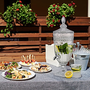 MOLIGOU Glass Iced Beverage Dispenser, 0.8 Gallon Drink Dispenser with Glass Lid and Stainless Steel Spigot, Wide Mouth Beverage Server for Party, Bar