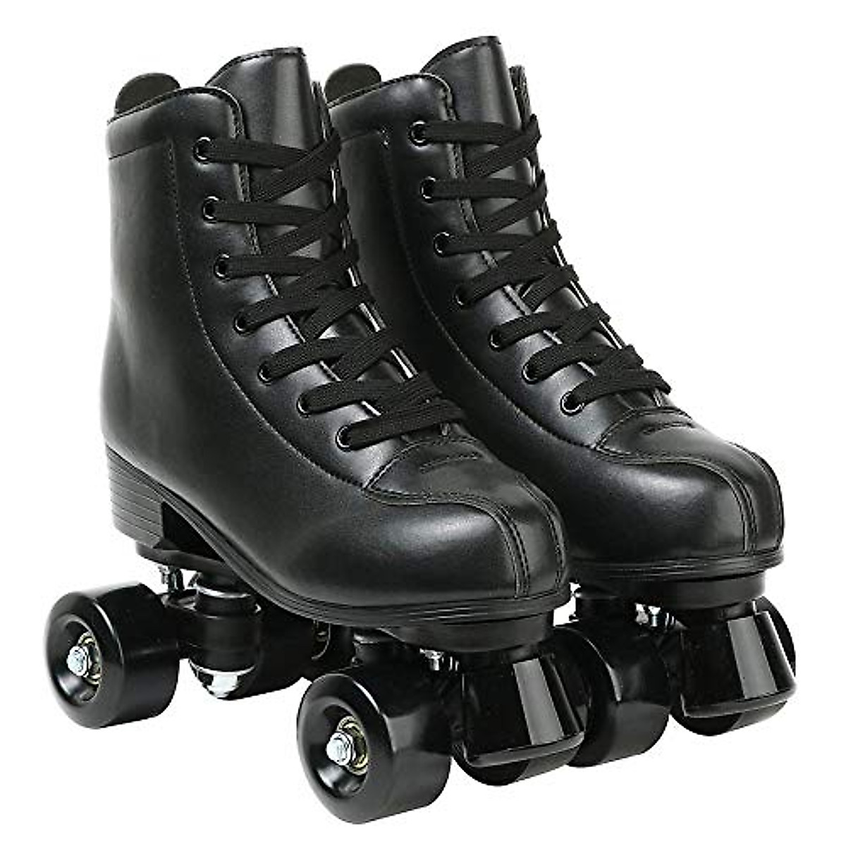 Redson Womens Roller Skates Four-Wheels Artificial Leather High-top Roller Skates Perfect Indoor Outdoor Adult Roller Skates with Bag (Black Wheel,40-US: 8.5)