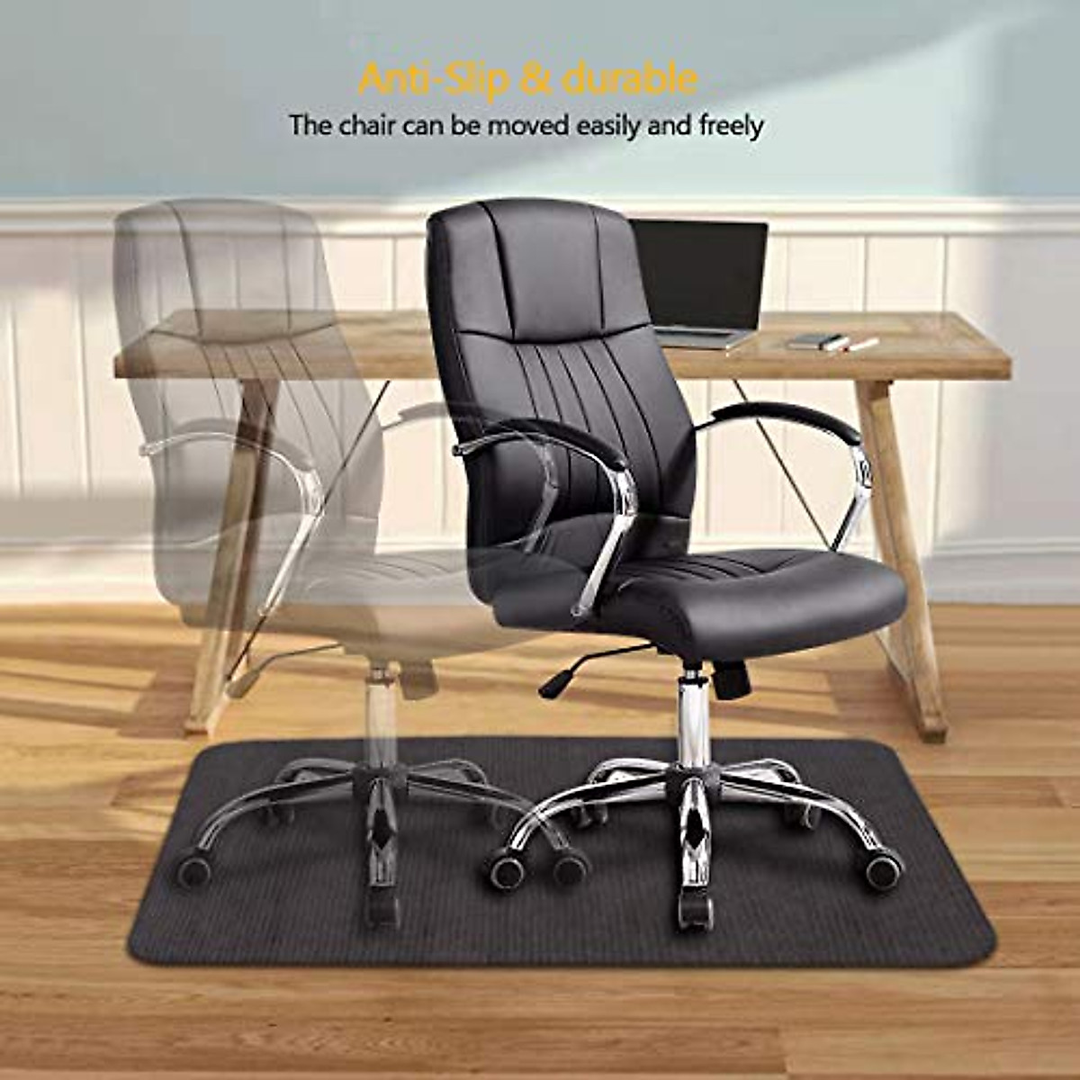 Dinosaur Hard Floors Chair Mat, 1/6" Thick 36"X 48" Wood/Tile Protection Mat for Office & Home, Multi-Purpose Anti-Slip Desk Chair Mat(36"X 48",Dark Gray)