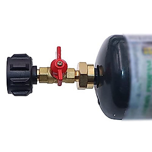 METER STAR QCC1 Propane Filler Adapter for Camping Grill 1LB Cylinder Tank from 20~40LBS Cylinder with ON-Off Control Valve LP Gas Refiller