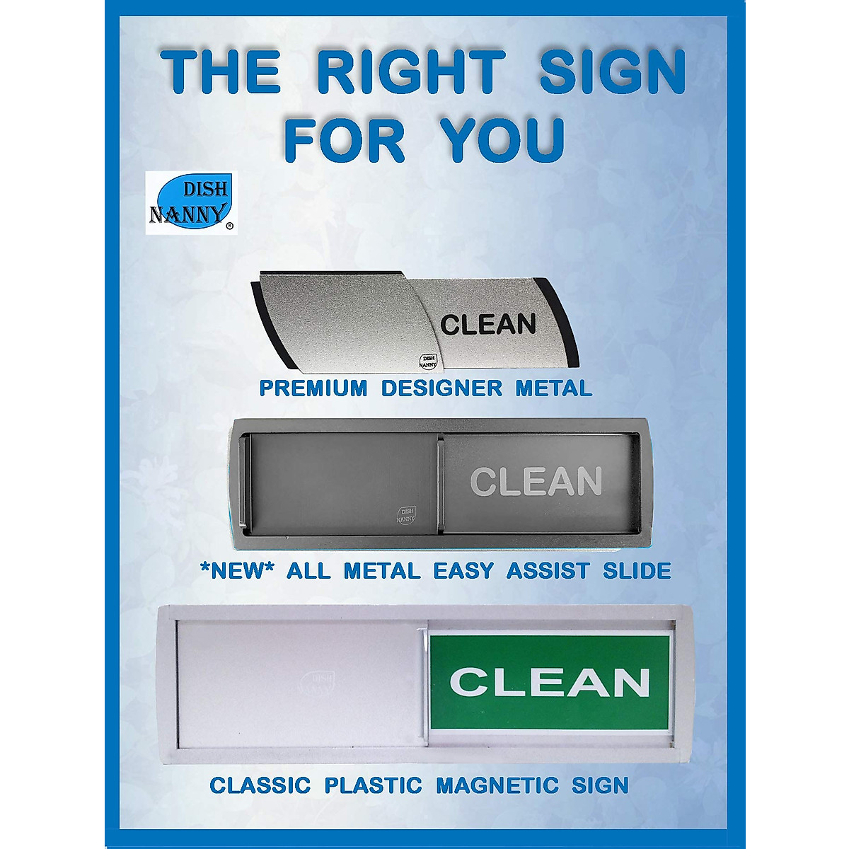 Metal Dishwasher Magnet Clean Dirty Sign in Stainless Steel - Unique and Stylish Look (Silver w/Black Lettering)