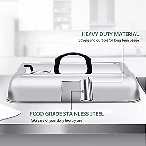 2Pcs Melting Dome for Griddle, Leonyo 13" Rectangle Basting Cover with Adjustable Vent, Stainless Steel 9" Round Burger Dome Lid for Cheese, BBQ Heavy Duty Metal Steam Cover for Flat Top Grill